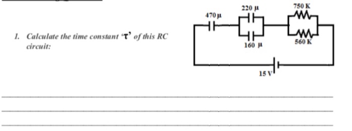 Solved Calculate the time constant 'tau' of this RC circuit: | Chegg.com