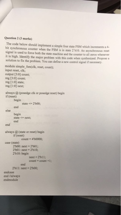 Solved The code below should implement a simple four state | Chegg.com