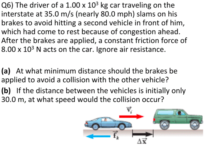 Solved Q6) The driver of a 1.00 x 103 kg car traveling on | Chegg.com