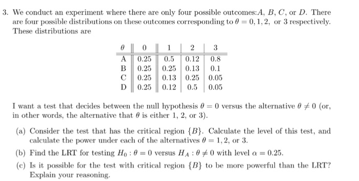 Solved We conduct an experiment where there are only four | Chegg.com