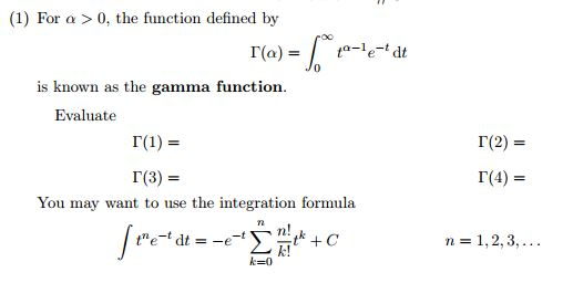 Solved (1) For a 0, the function defined by I(a) a-1 is | Chegg.com