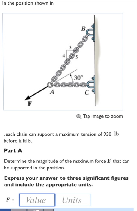 Solved In the position shown in, each chain can support a | Chegg.com