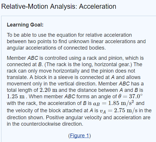 Solved Relative-Motion Analysis: Acceleration Learning Goal: | Chegg.com