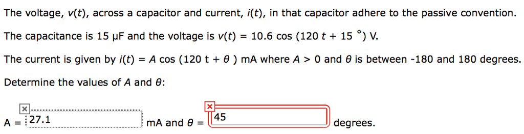 Solved The voltage, v(t), across a capacitor and current, | Chegg.com