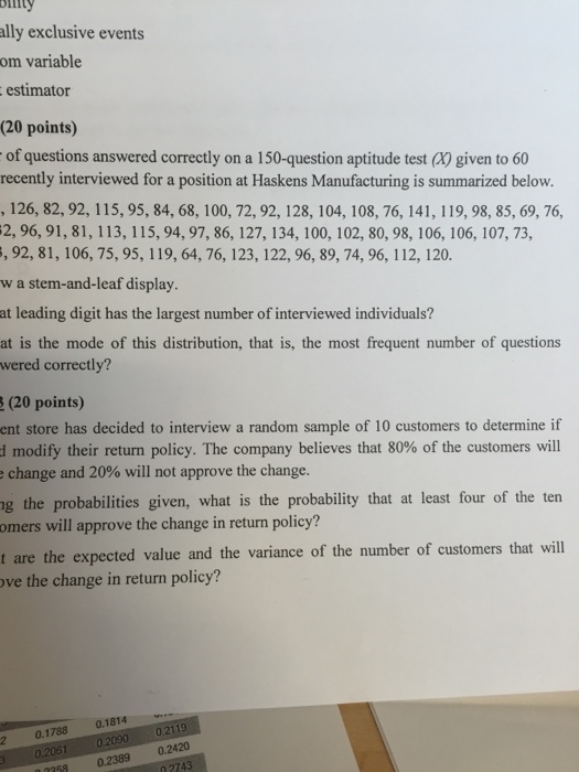 Solved Of Questions Answered Correctly On A 150 question Chegg