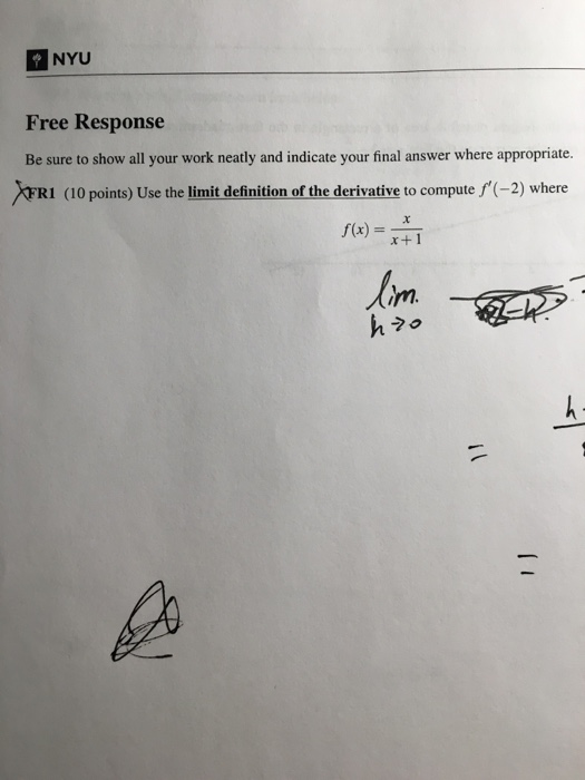 Solved Use the limit definition of the derivative to compute | Chegg.com