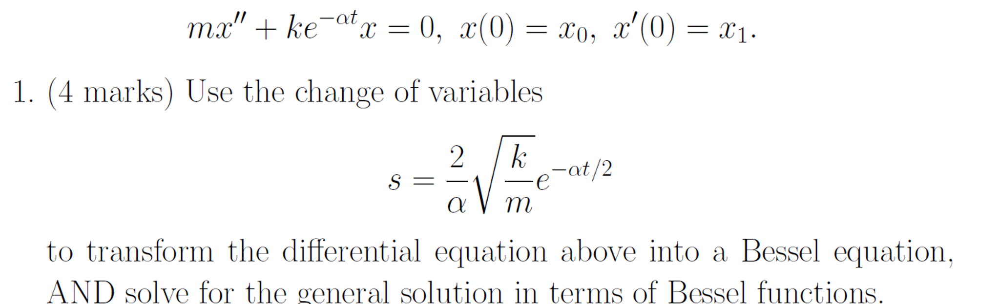 Solved modeling the Aging Spring (no damping, no external | Chegg.com