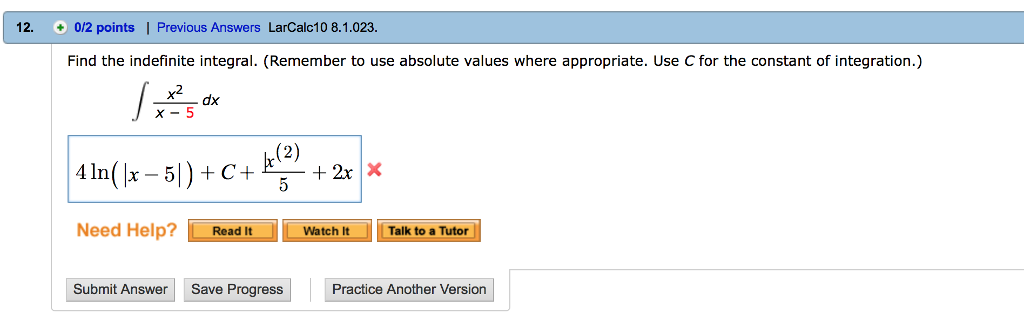 Solved Find the indefinite integral. (Remember to use | Chegg.com