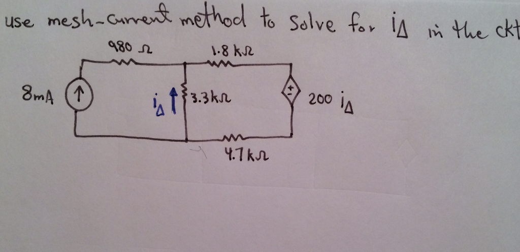 Solved Use mesh-current method to solve for i_Delta in the | Chegg.com