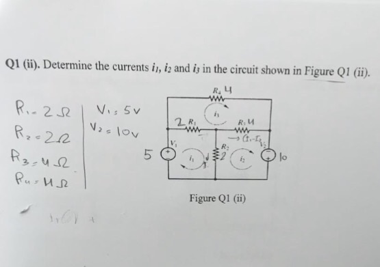 Solved Determine the current i_1, i_2 and i_3 in the circuit | Chegg.com