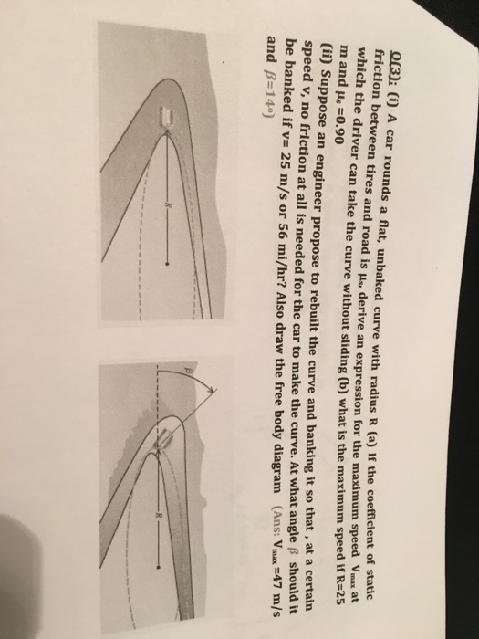 Solved A car rounds a flat, unbaked curve with radius R (a) | Chegg.com