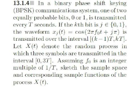 Solved 13.1.4 In a binary phase shift keying (BPSK) | Chegg.com