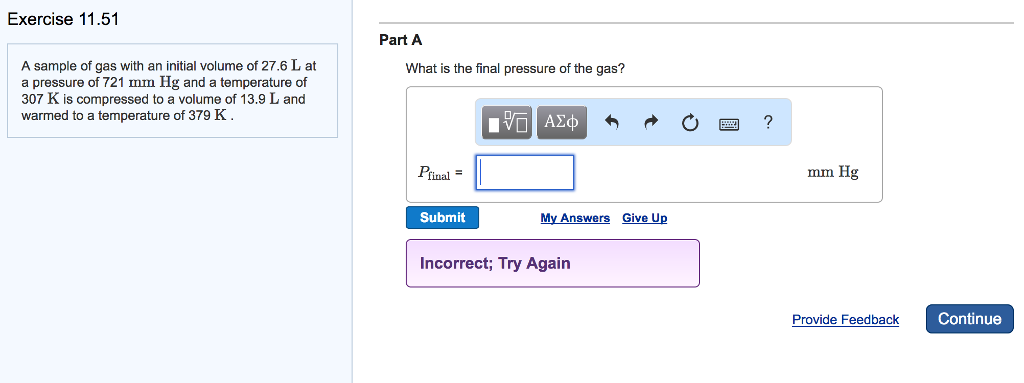 Solved A sample of gas with an initial volume of 27.6 L at a | Chegg.com