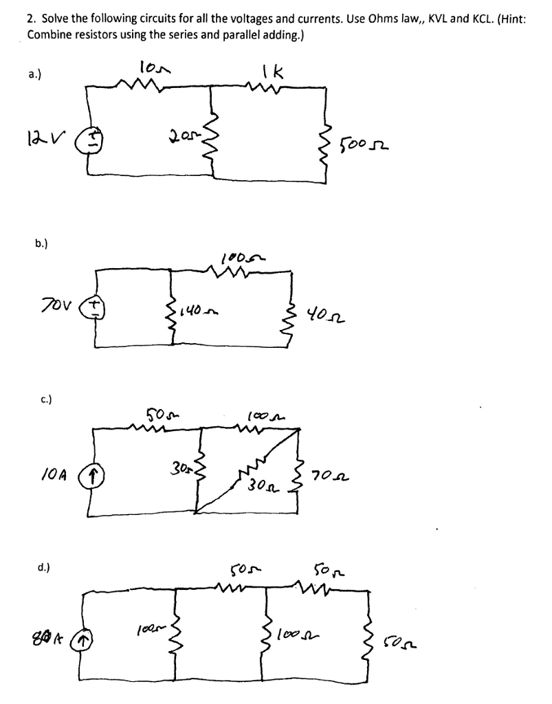 Solved Solve the following circuits for all the voltages and | Chegg.com
