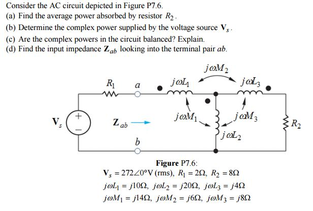 Solved Consider the AC circuit depicted in Figure P7.6. (a) | Chegg.com