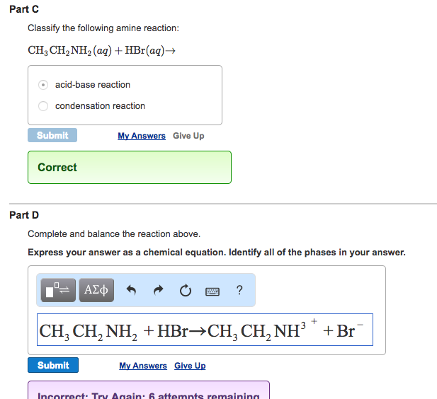 Solved Part A Classify the following amine reaction (CH3 2 | Chegg.com
