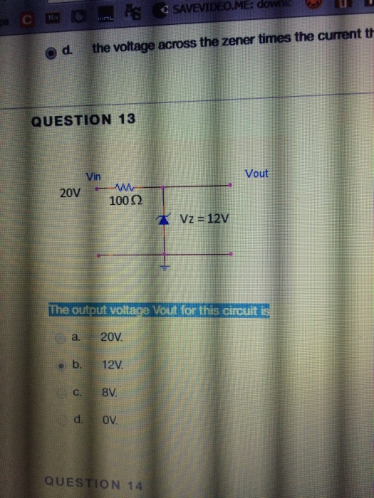 Solved The output voltage Vout for this circuit is 20v | Chegg.com