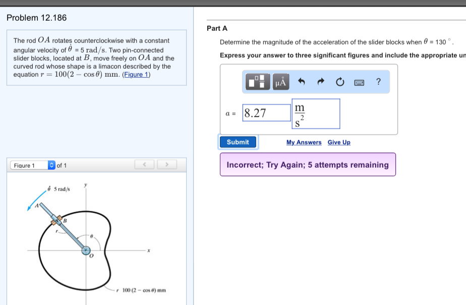 Solved The Rod Oa Rotates Counterclockwise With A Constant