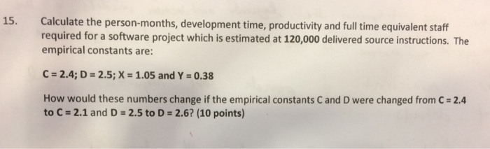 Solved Calculate the person-months, development time, | Chegg.com