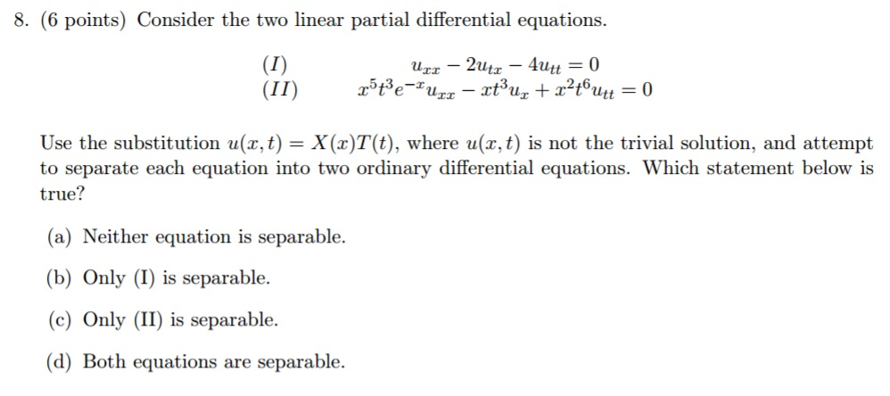 Solved Consider the two linear partial differential | Chegg.com