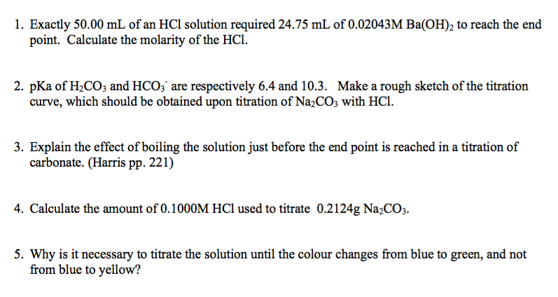 Solved Exactly 50.00 mL of an HCl solution required 24.75 mL | Chegg.com