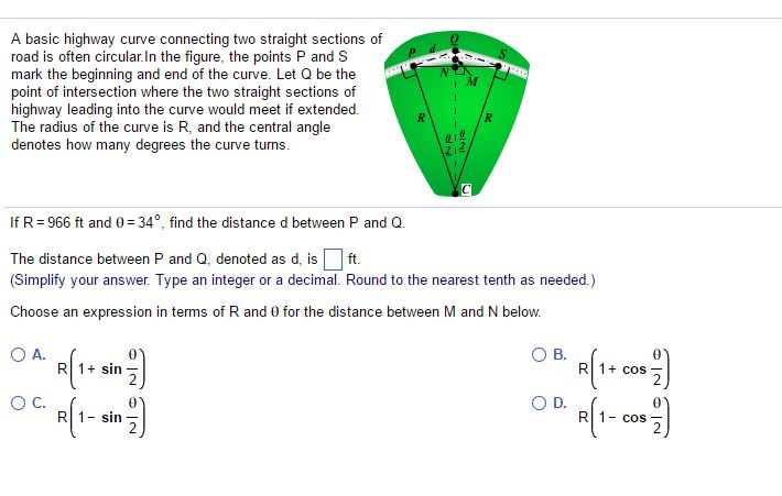 Solved A basic highway curve connecting two straight | Chegg.com
