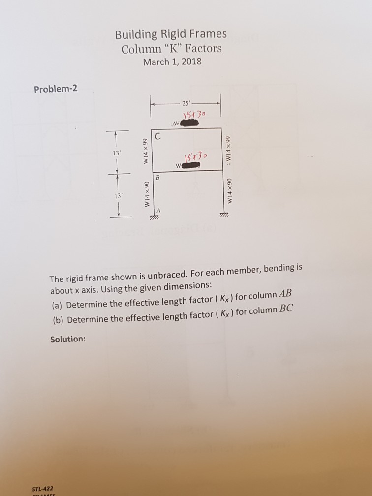 Solved Building Rigid Frames Column "K" Factors March 1, | Chegg.com