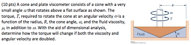 Solved Fluids Problem A cone and plate viscometer consists | Chegg.com