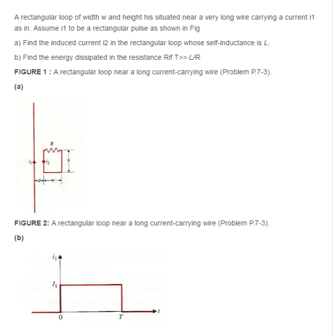 Solved A rectangular loop of width w and height his situated | Chegg.com