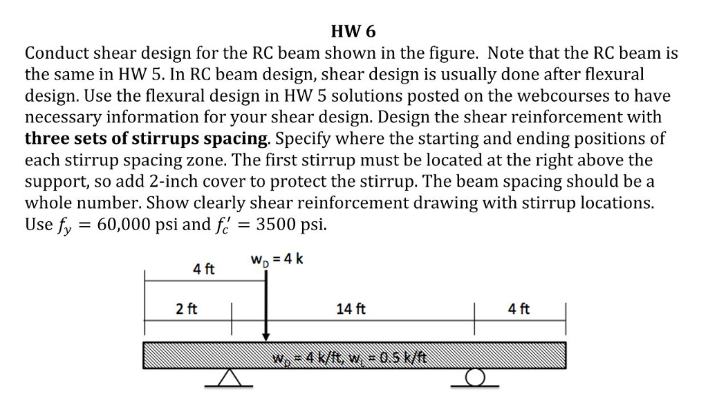 Conduct shear design for the RC beam shown in the | Chegg.com
