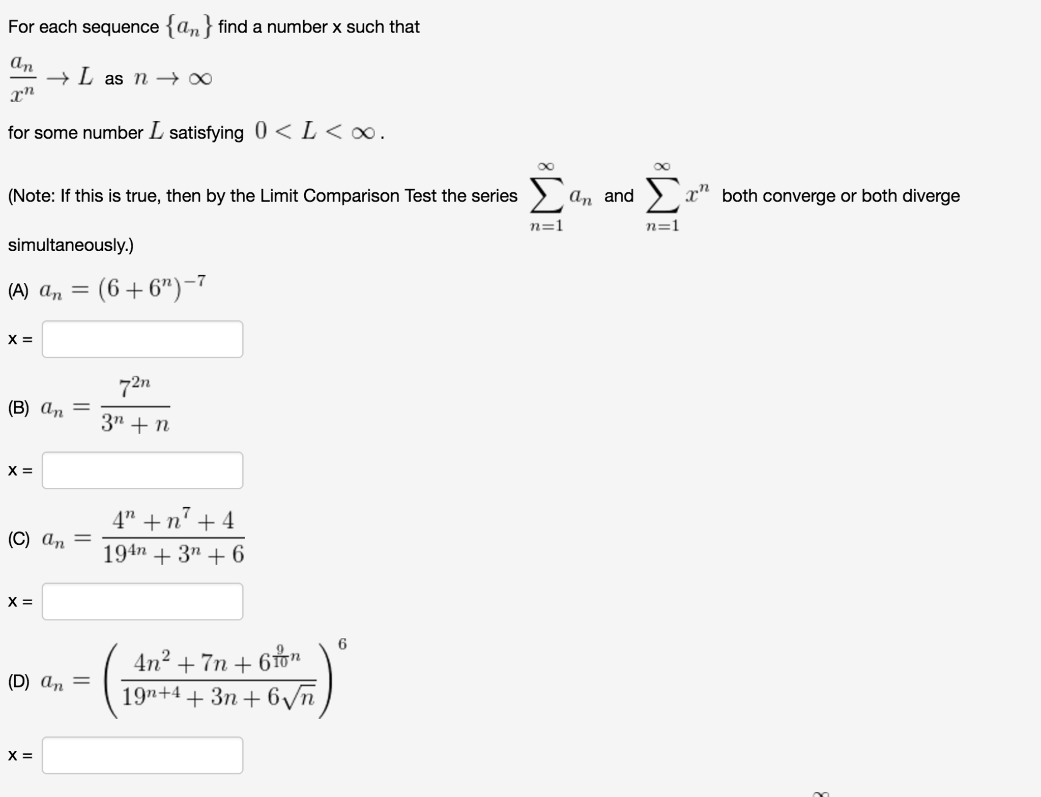 Solved For each sequence {a_n} find a number x such that | Chegg.com