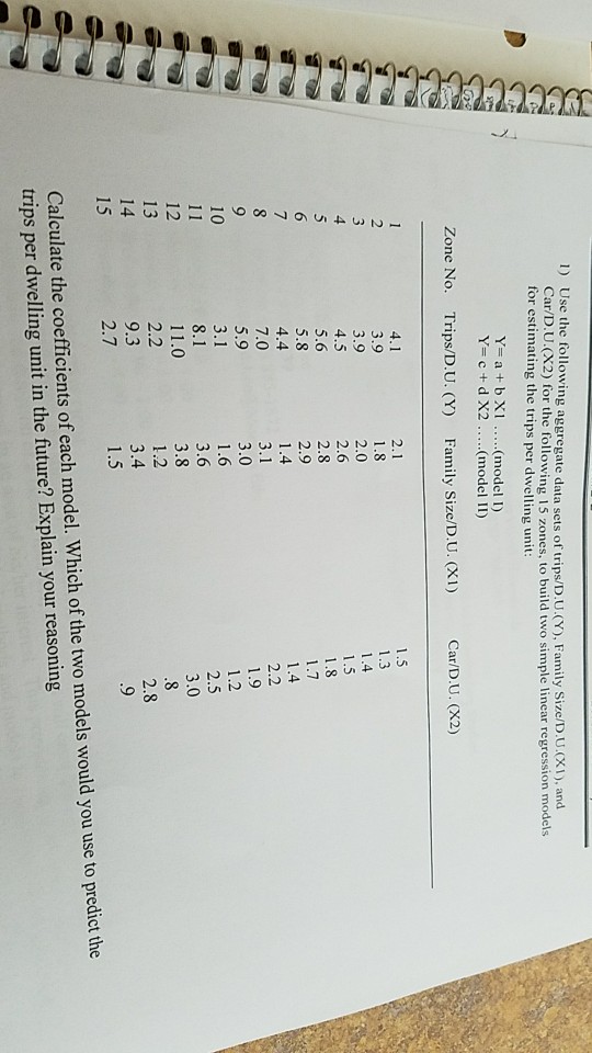 Solved 1) Use the following aggregate data sets of | Chegg.com