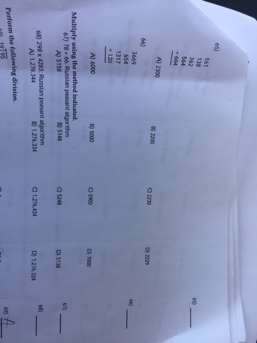 Solved Multiply using the method indicated. 67) 78 times 66 | Chegg.com