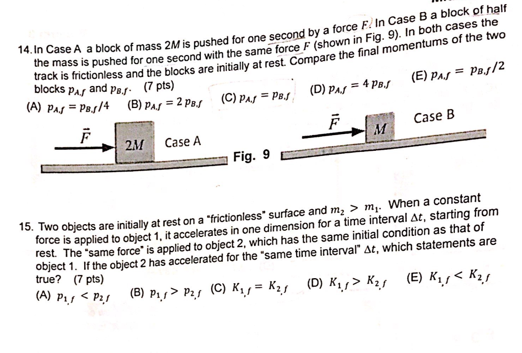 Solved B a block of half ase A a block of mass 2M is pushed | Chegg.com