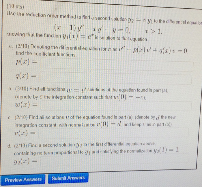 Solved Use the reduction order method to find a second | Chegg.com