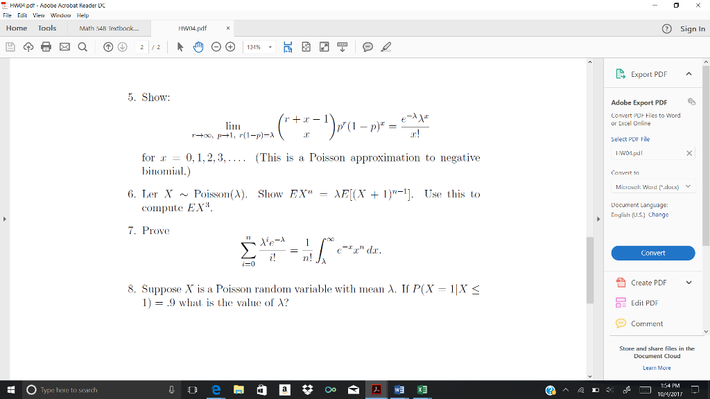 Solved HWD4 pdt Adobe Acrobat Reader D File Edit View Window | Chegg.com