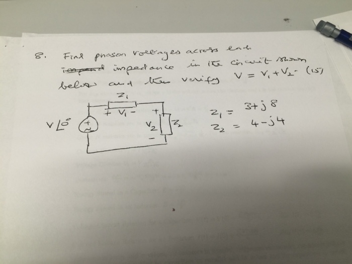 Solved Find phasor voltages across each impedance in the | Chegg.com