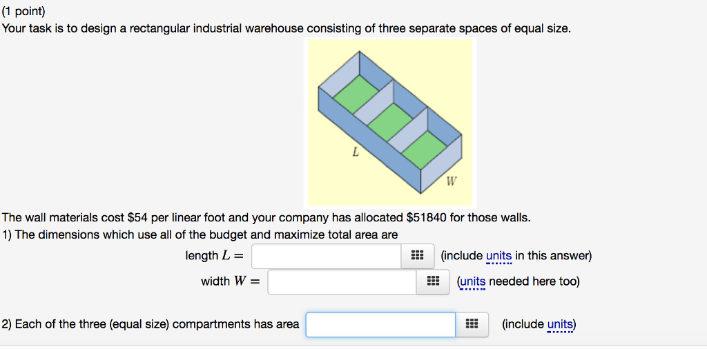Solved (1 point) Your task is to design a rectangular | Chegg.com