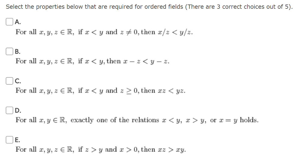 Solved Select the properties below that are required for | Chegg.com