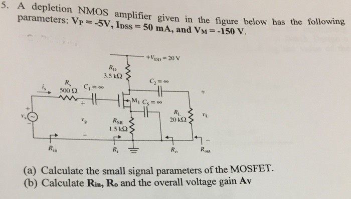 Solved A depletion NMOS amplifier given in the figure below | Chegg.com