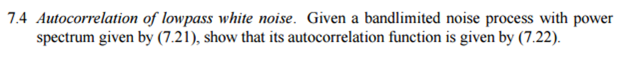 Autocorrelation of lowpass white noise. Given a | Chegg.com