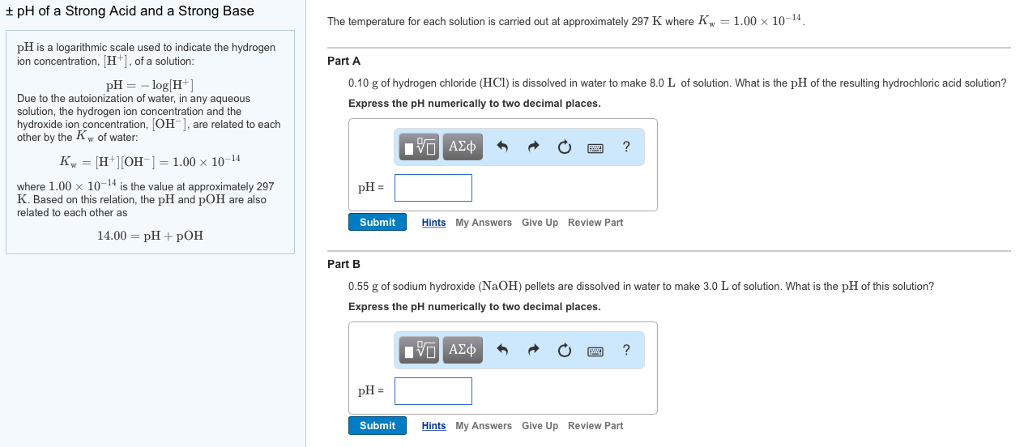 Solved pH is a logarithmic scale used to indicate the | Chegg.com
