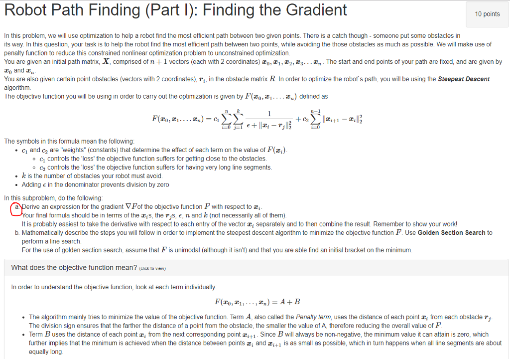 Solved Robot Path Finding Part I Finding The Gradient 10
