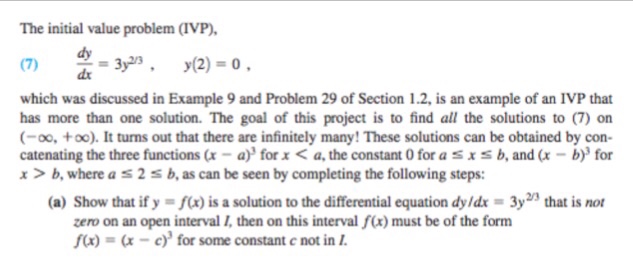 Solved The initial value problem (IVP), dy/dx = 3y^2/3, y(2) | Chegg.com