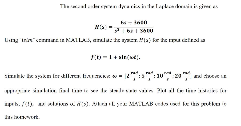 The Second Order System Dynamics In The Laplace