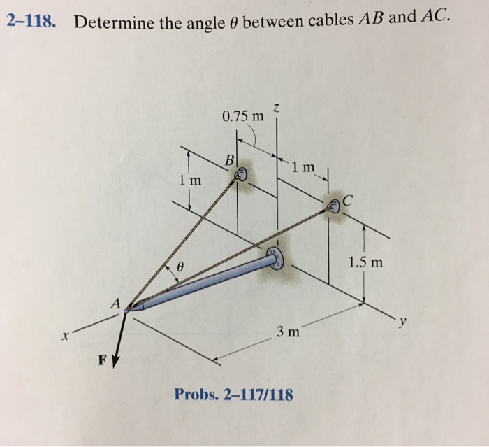 Solved Determine the angle between cables AB and AC. 2-118. | Chegg.com