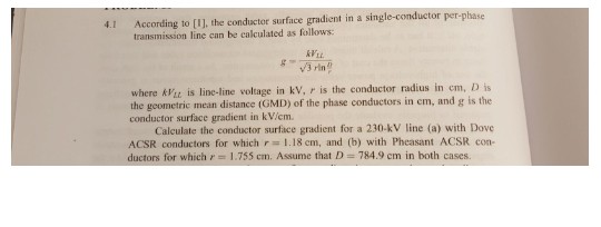 Solved .I According to [I], the conductor surface gradient | Chegg.com