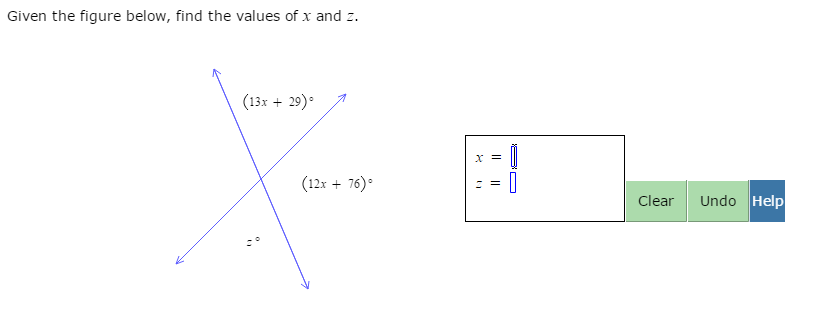 Solved Given the figure below, find the values of x and z. | Chegg.com
