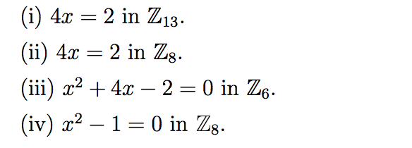 Solved For each of the following, find all solutions of the | Chegg.com