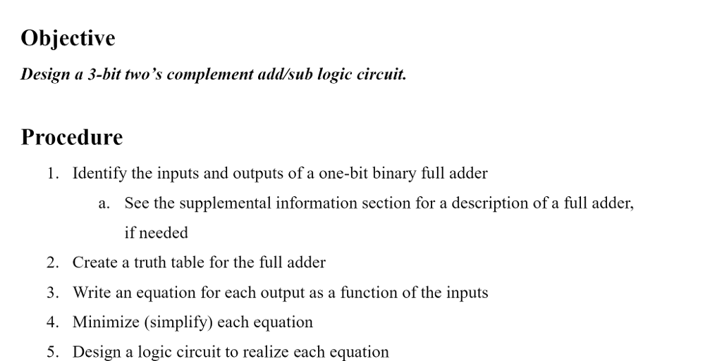 Solved Design a 3-bit two's complement add/sub logic | Chegg.com
